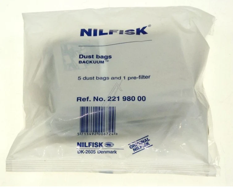 Køb Nilfisk Støvsugerposer Backuum. Type 22198000. 5 stk. + filter ...